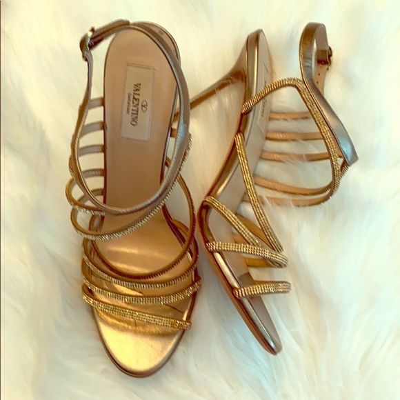 Valentino Garavani | Shoes | Valentino December Gold Rockstud Heels ...